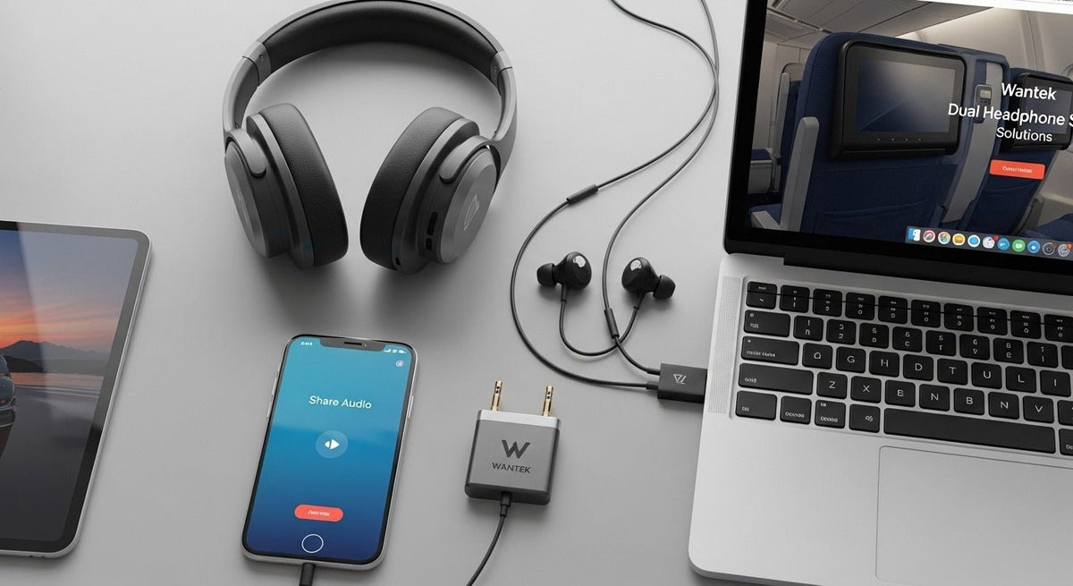 Dual Headphones Guide: Share Audio on Phones, Laptops & Flights – Wantek